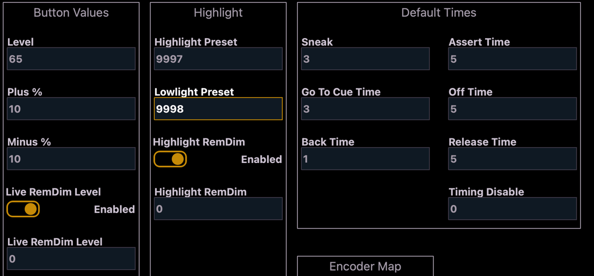 Eos Template Show File Creation: Settings and Snapshots